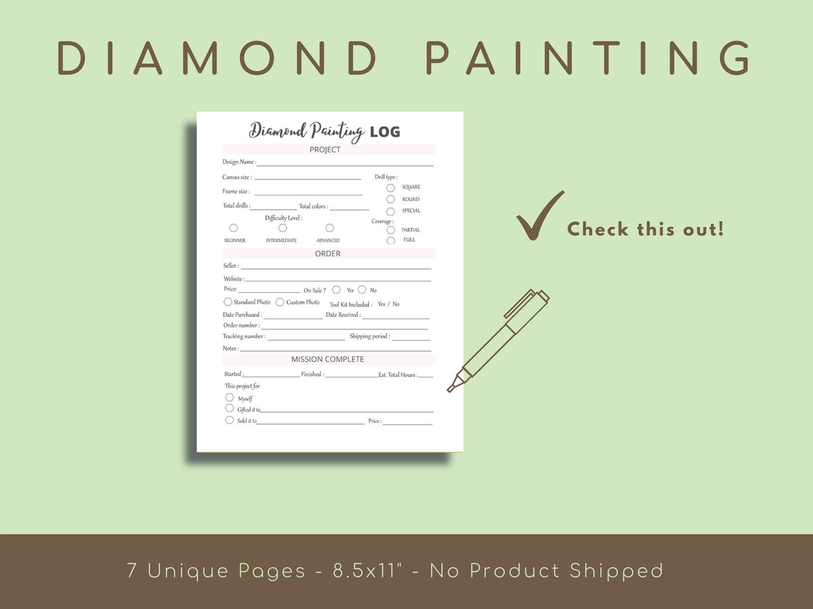 Diamond Painting Journal, DIY Paint by Diamonds Organizer, Project ...