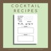 Cocktail Recipe Card Printable, Cocktail on the Go, Bar Drink Blank ...