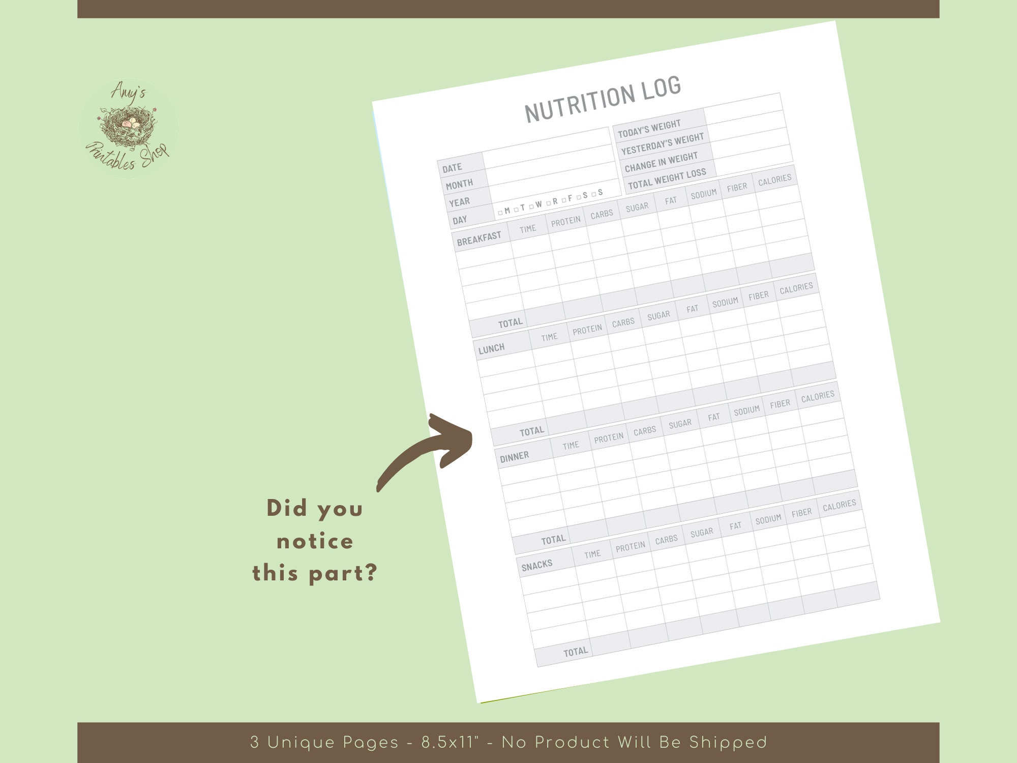 Nutrition Journal, Nutrition Facts Calculator, Food Chart Journal ...