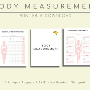 Body Measurement Chart, Body Measurement Tracker, Progress Chart ...