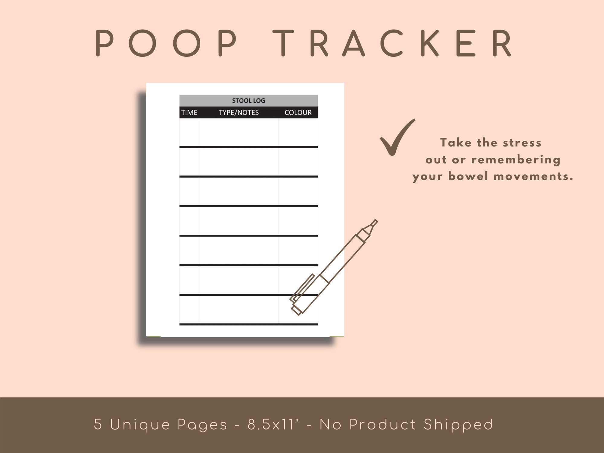 Poop Tracker Bristol Chart Stool Journal Types Of Poop | Etsy