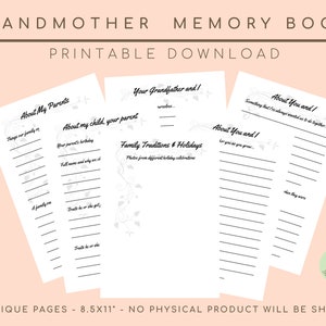 Grandmother Memory Book, Grandmother Legacy Journal, Grandma Gifts ...