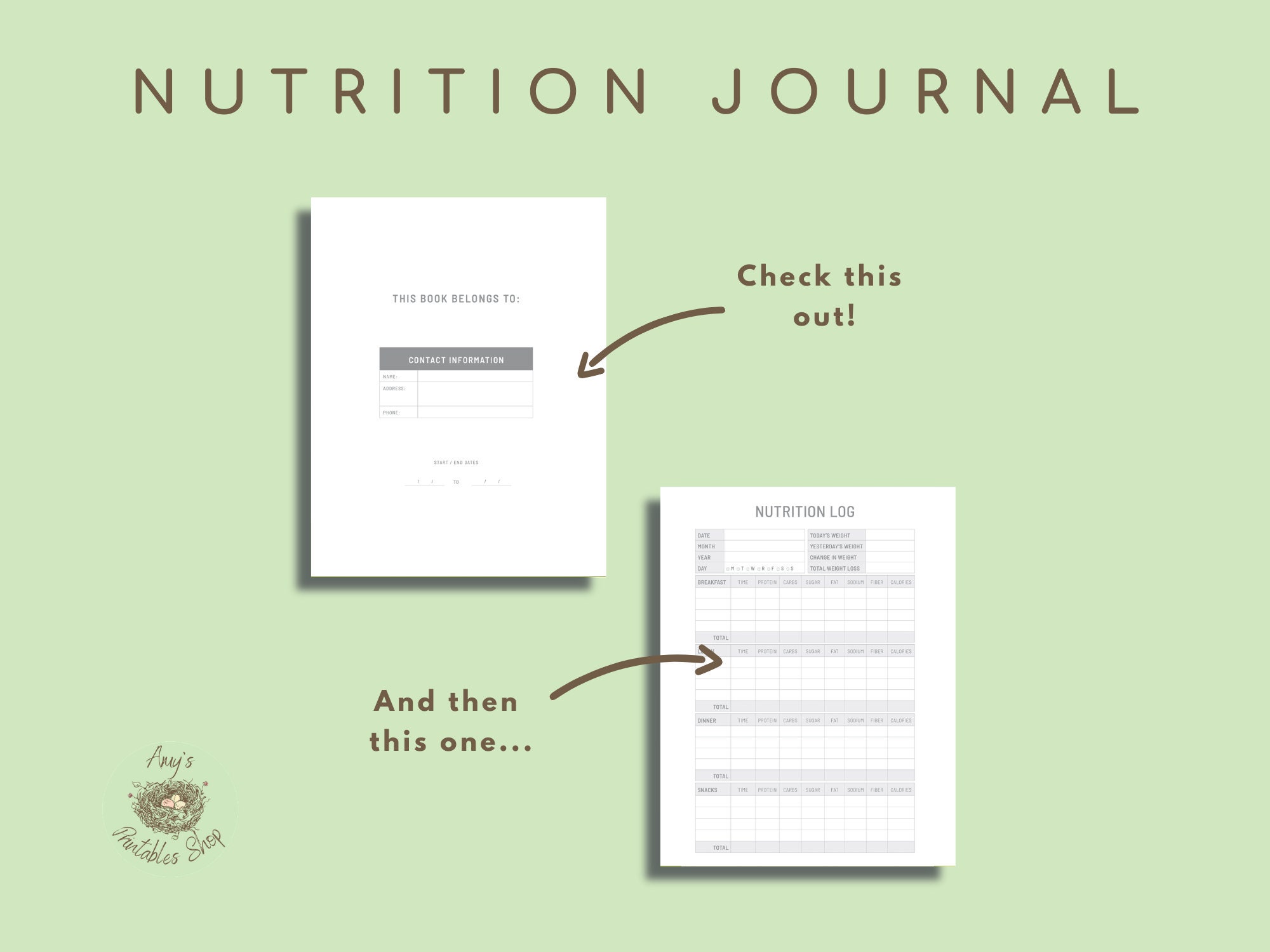 Nutrition Journal, Nutrition Facts Calculator, Food Chart Journal ...