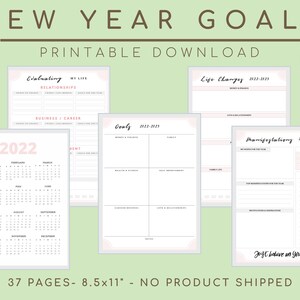 2022 New Year Goals Printable, Goal Planning, Resolutions , New Years ...