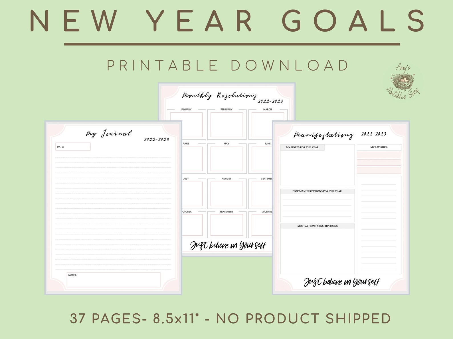 2022 New Year Goals Printable Goal Planning Resolutions - Etsy