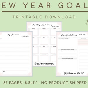 2022 New Year Goals Printable, Goal Planning, Resolutions , New Years ...