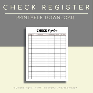 Check Register, Bank Account Checking Register, Financial Planner ...