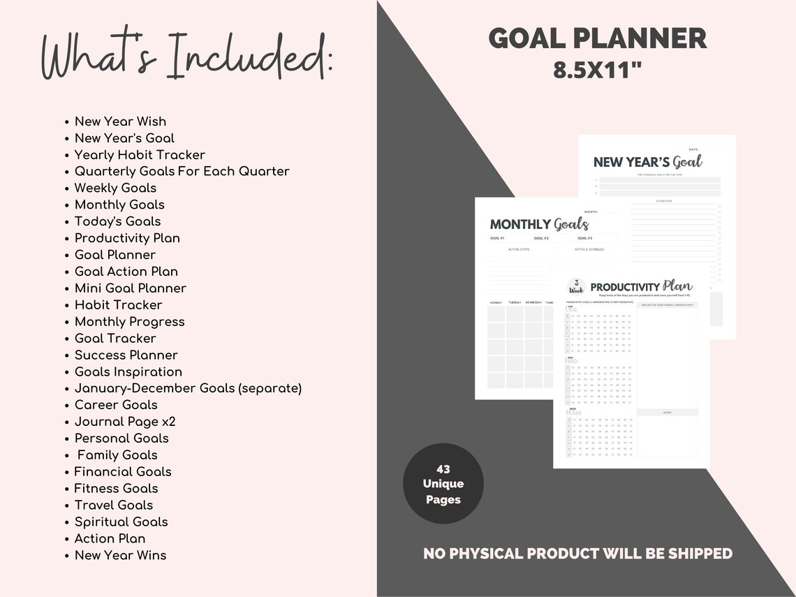 Goal Planner Goal Setting Worksheet Planner Personal - Etsy