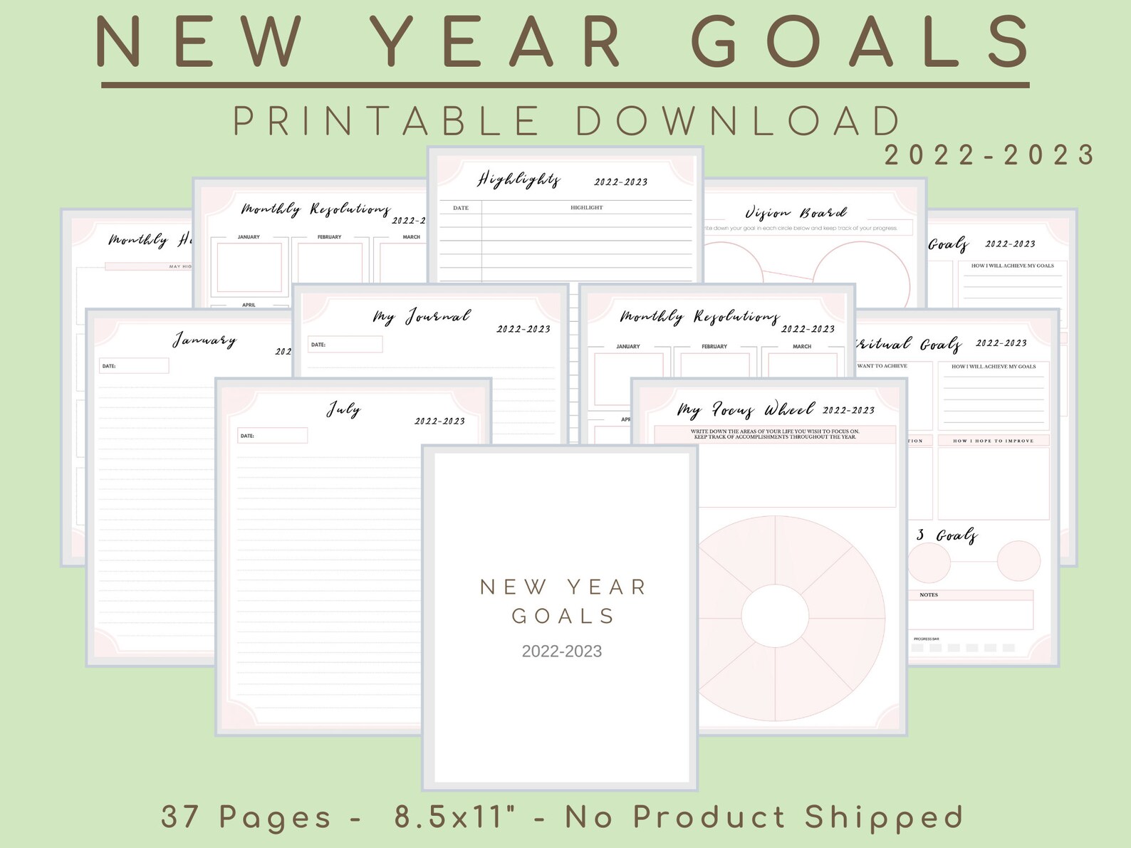 2022 New Year Goals Printable Goal Planning Resolutions - Etsy