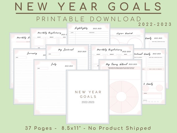 2022 New Year Goals Printable Goal Planning Resolutions - Etsy