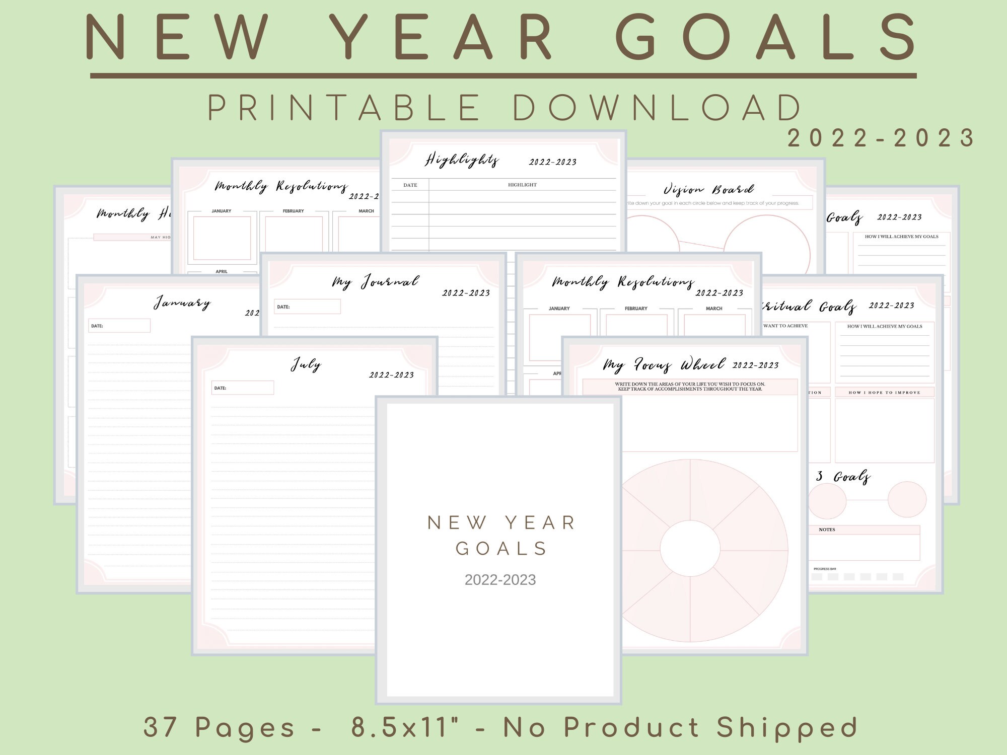 2022 New Year Goals Printable Goal Planning Resolutions - Etsy