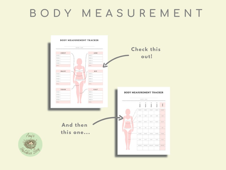 Body Measurement Chart, Body Measurement Tracker, Progress Chart ...