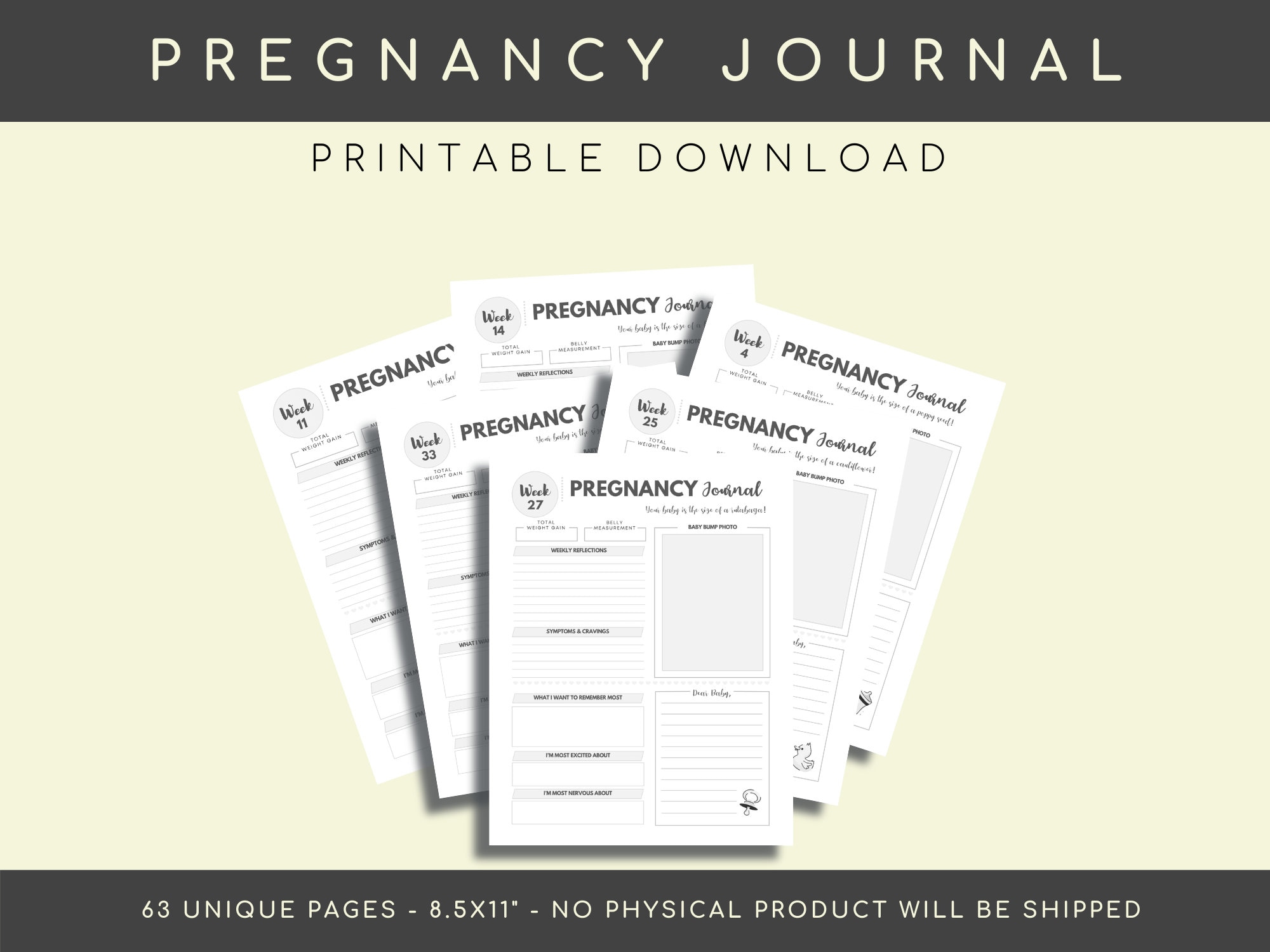 Pregnancy Tracker, Week by Week, Pregnancy Journal, Mom to Be, Diary ...