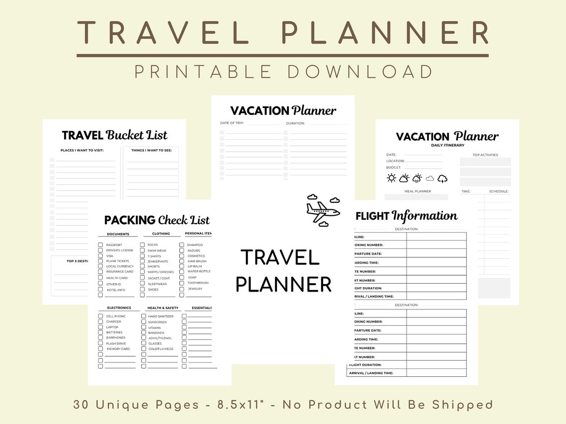 Travel Planner Trip Planner Travel Budget Essentials | Etsy