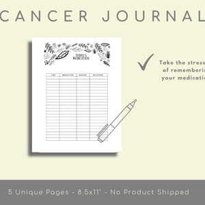 Cancer Journal, Chemotherapy Diary, Treatment, Chemo Log, Cancer ...