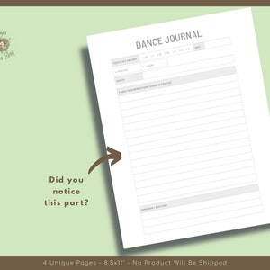 Dance Journal, Practice, Ballet Journal, Ballet Tracker, for Kids, Gift ...