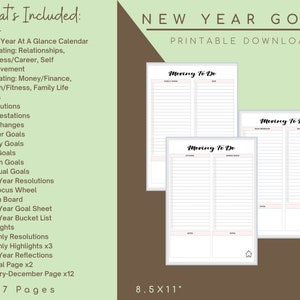 2022 New Year Goals Printable, Goal Planning, Resolutions , New Years ...