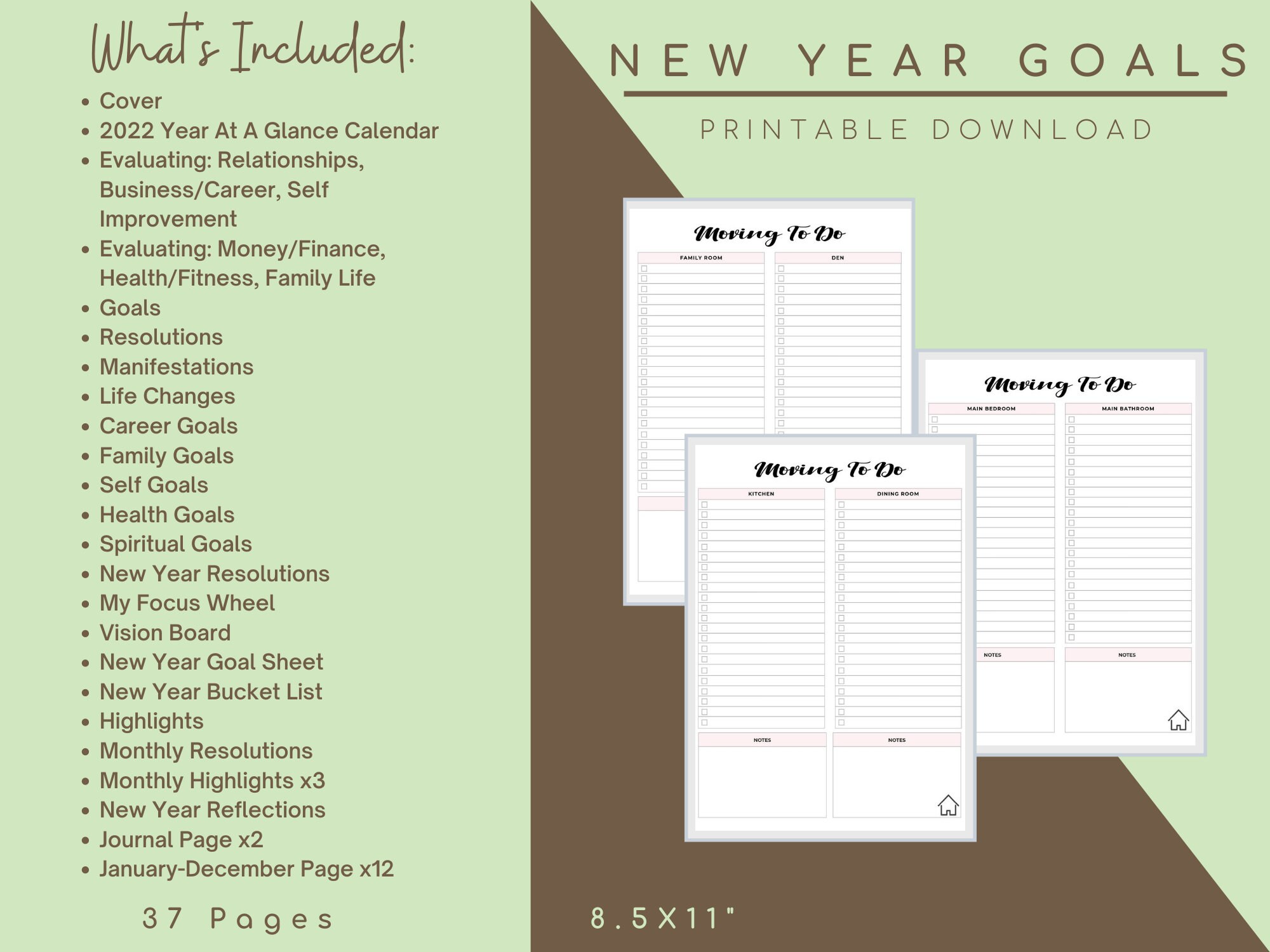 2022 New Year Goals Printable Goal Planning Resolutions - Etsy