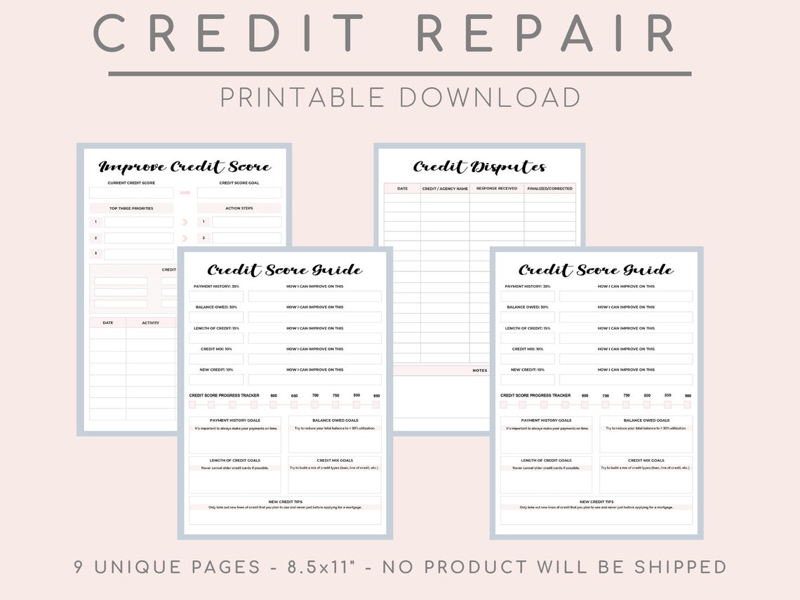 Credit Repair Guide, DIY Credit Repair, Credit Repair Planner Kit ...