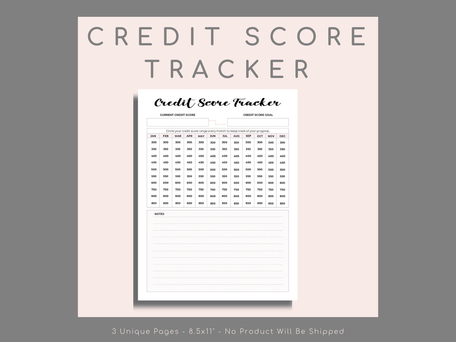 Credit Score Tracker Printable Instant Download - Etsy