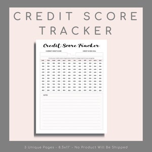 Credit Score Tracker Printable Instant Download - Etsy