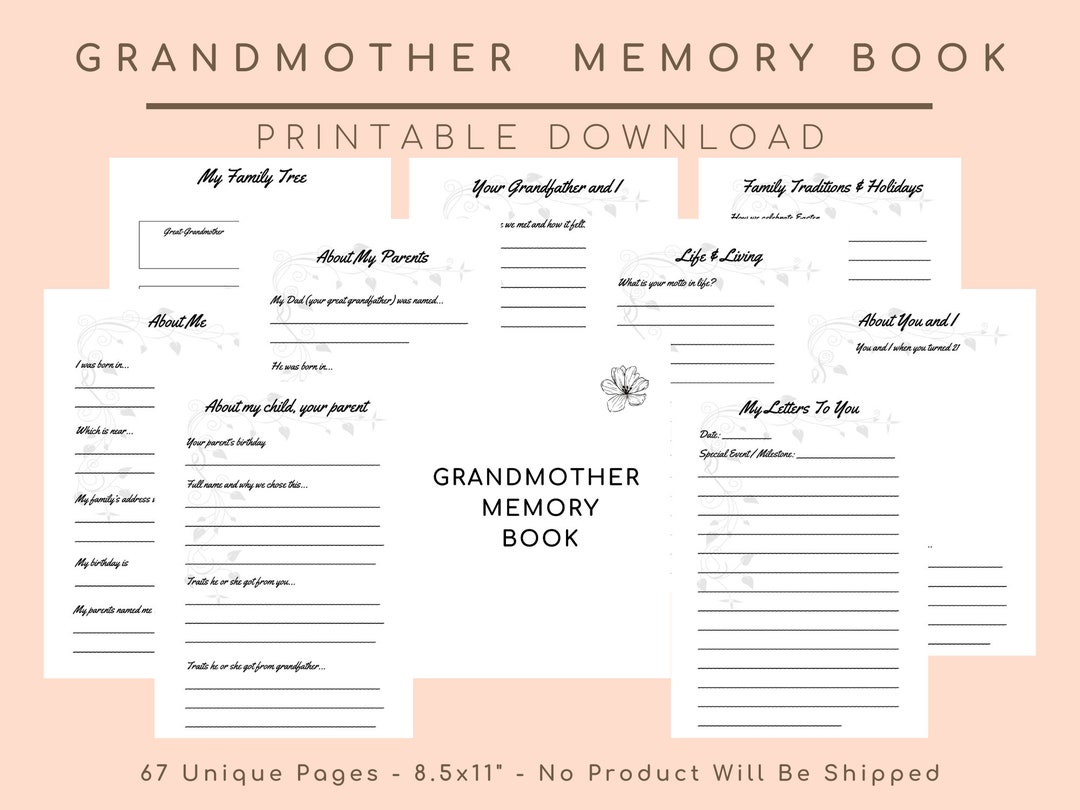 Grandmother Memory Book, Grandmother Legacy Journal, Grandma Gifts ...