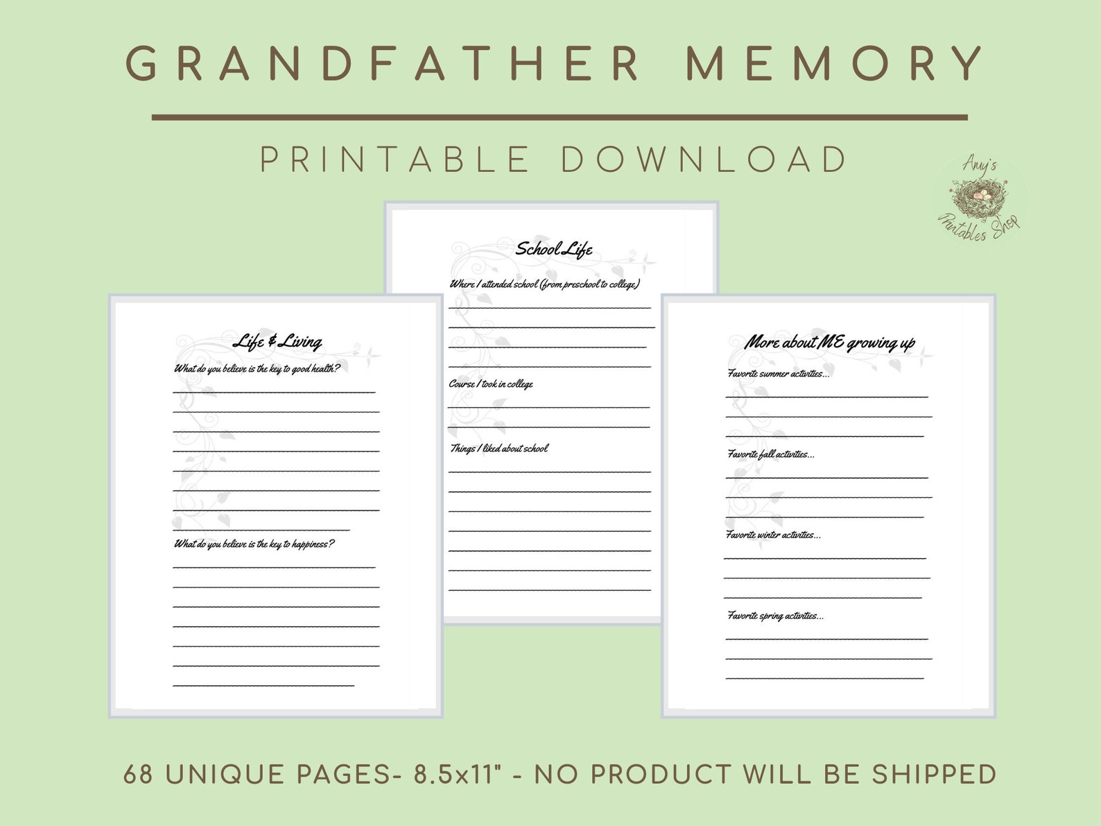 Grandfather Memory Book, Grandpa Legacy Book, Grandparent Keepsake ...