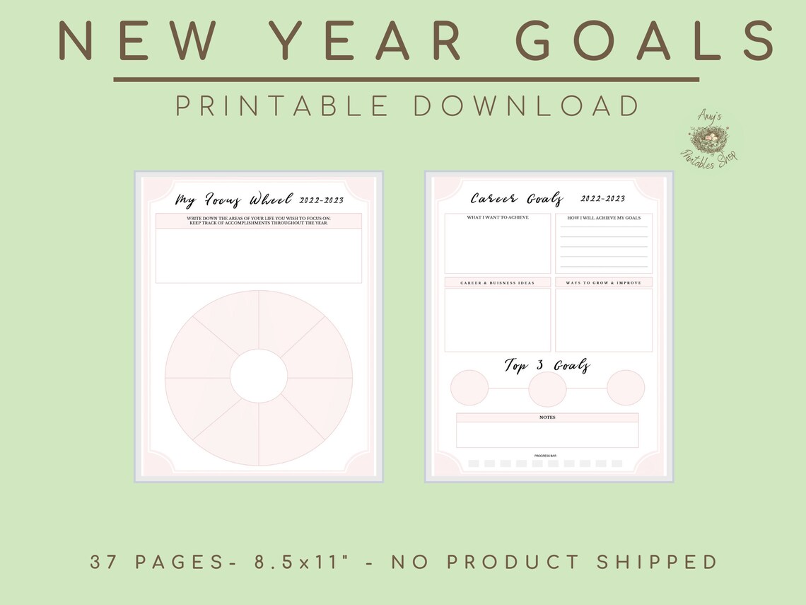 2022 New Year Goals Printable Goal Planning Resolutions - Etsy