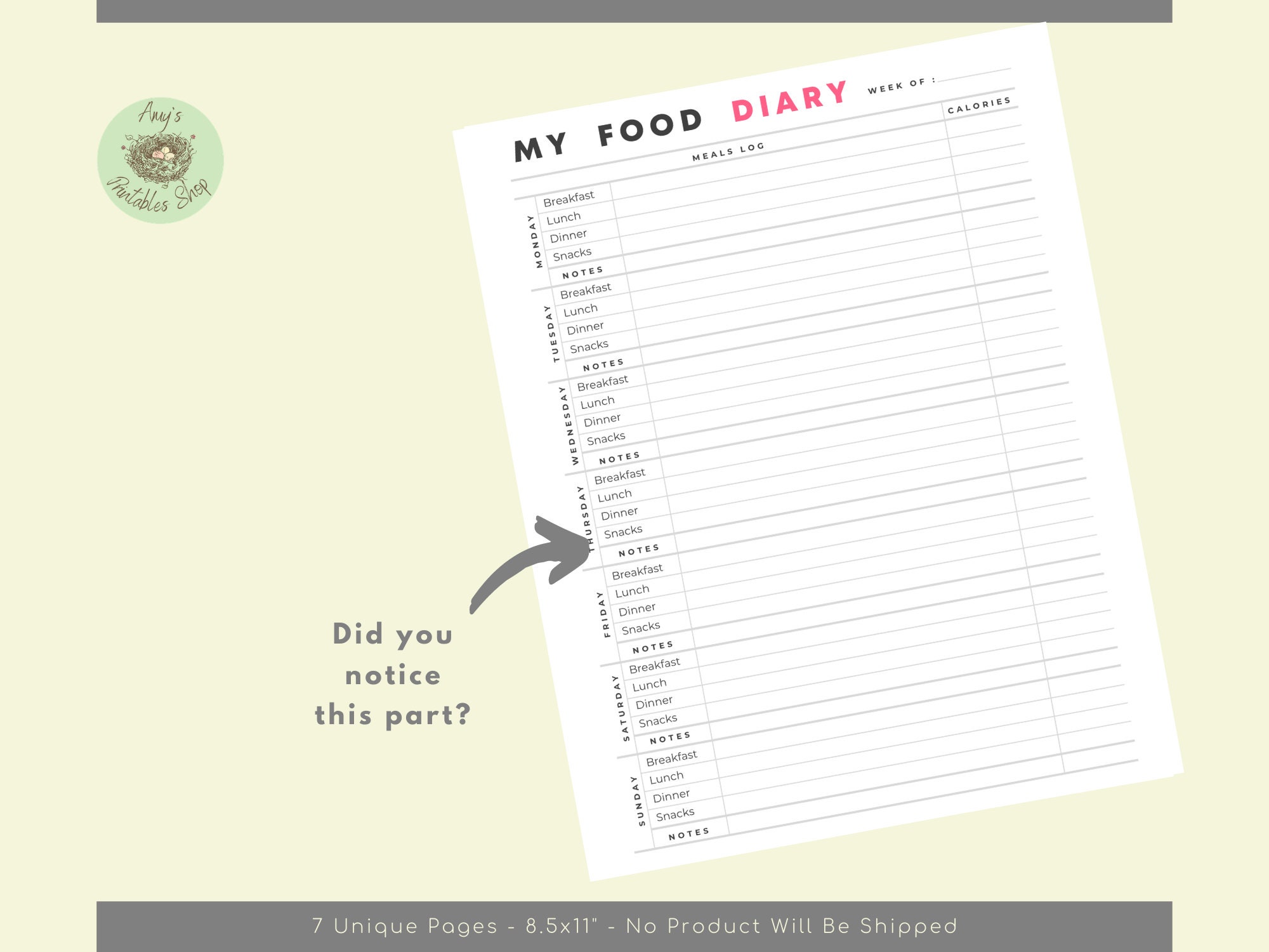 Food Diary Food Menu Recipe Book Recipe Cards Menu | Etsy