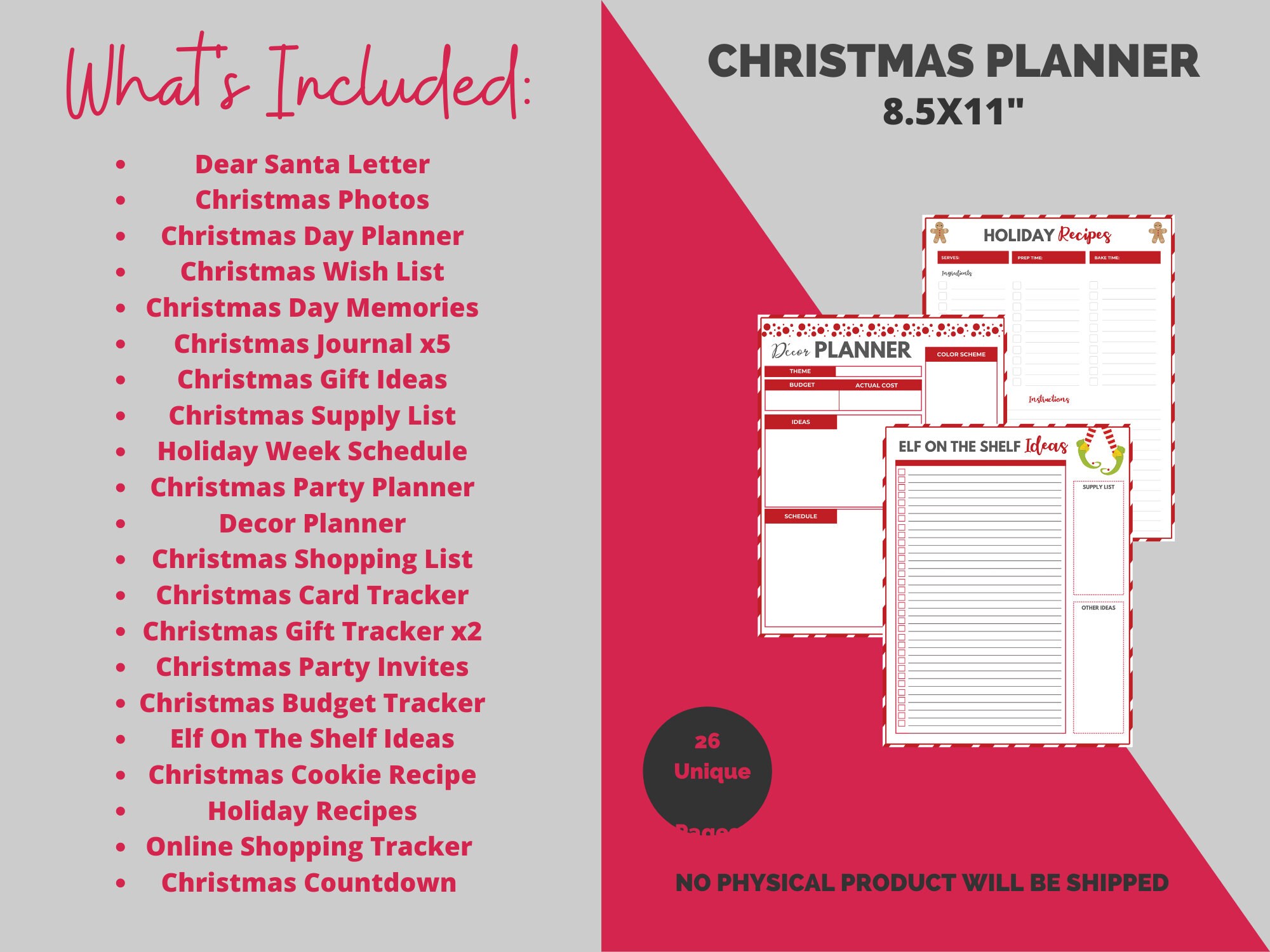 Christmas Planner , Christmas Printable, Holiday Planner, Organizer ...