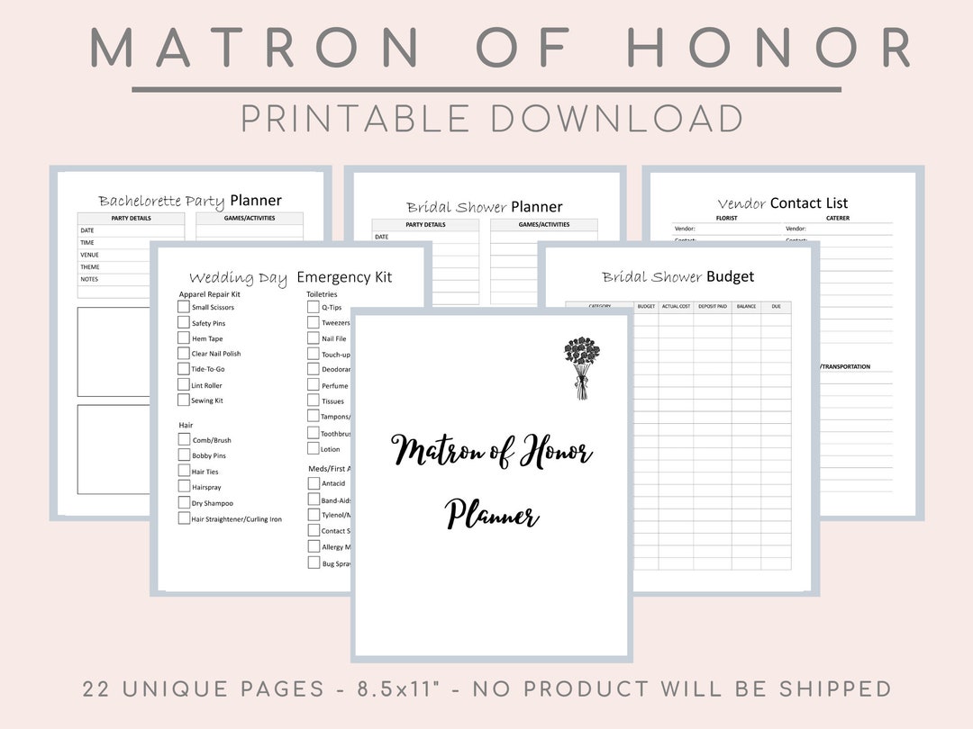Matron of Honor Planner, Maid of Honor Planner, Bachelorette Party ...