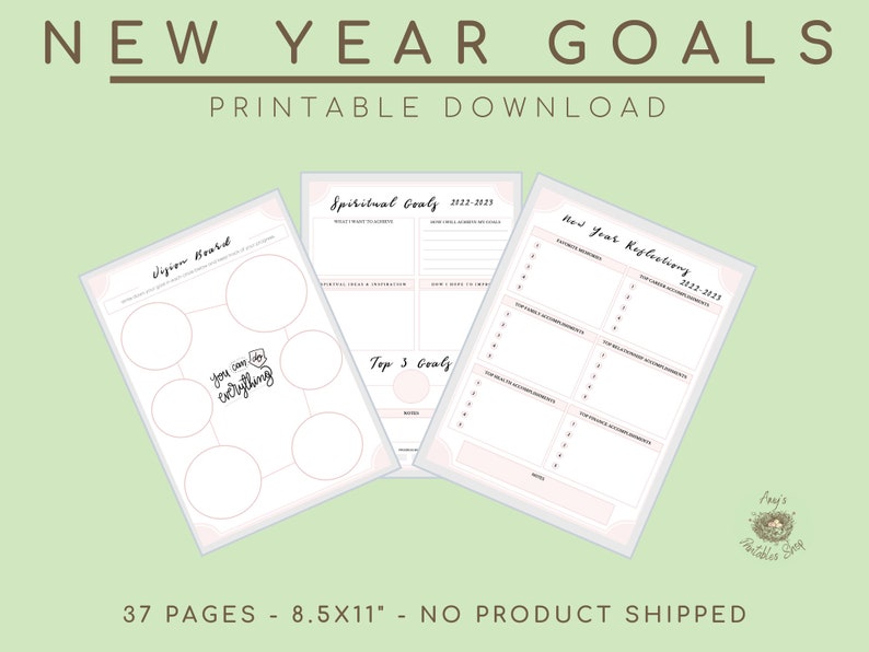 2022 New Year Goals Printable Goal Planning Resolutions - Etsy