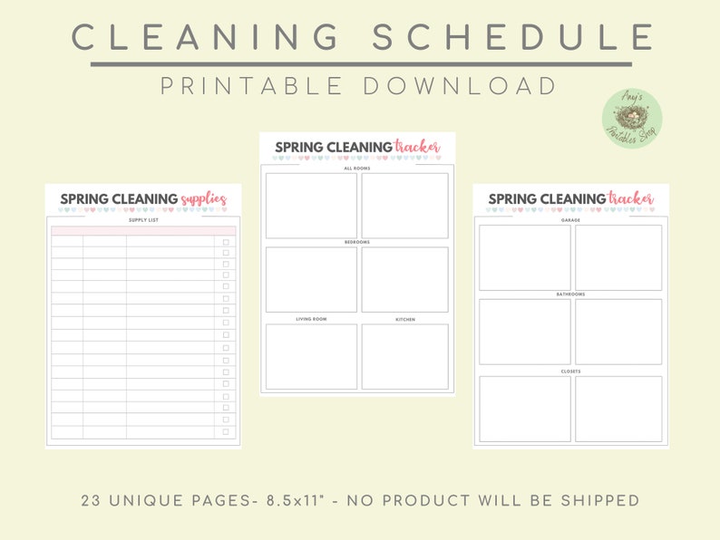 Spring Cleaning Checklist Cleaning Schedule Home Planner | Etsy