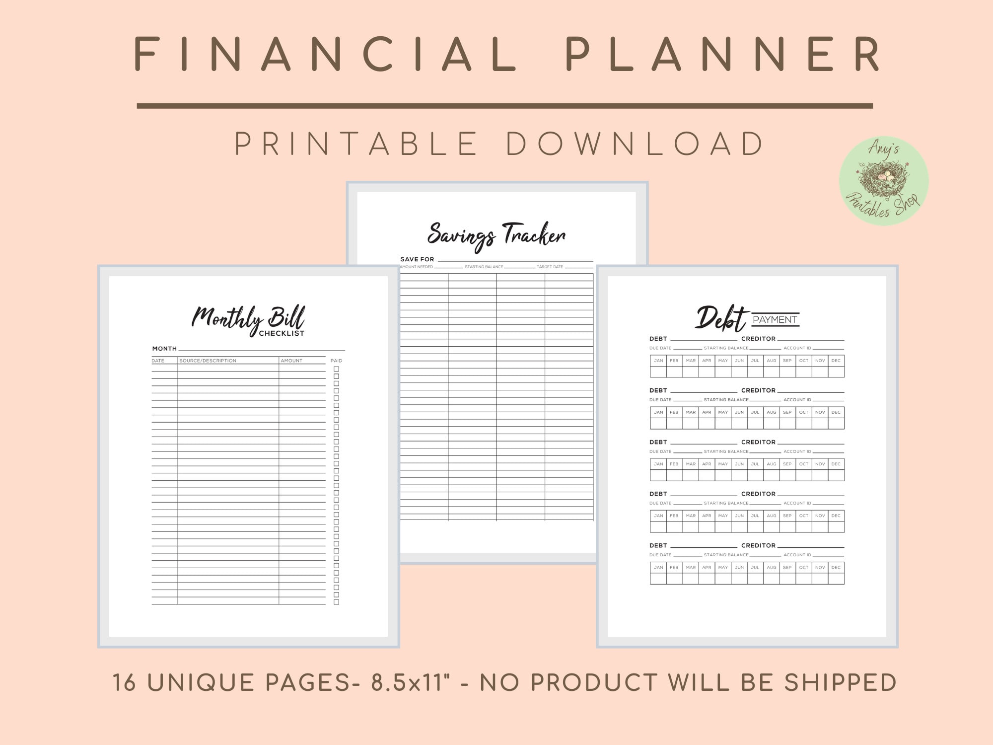 Financial Planner Finance Digital Budget Planner Expense | Etsy