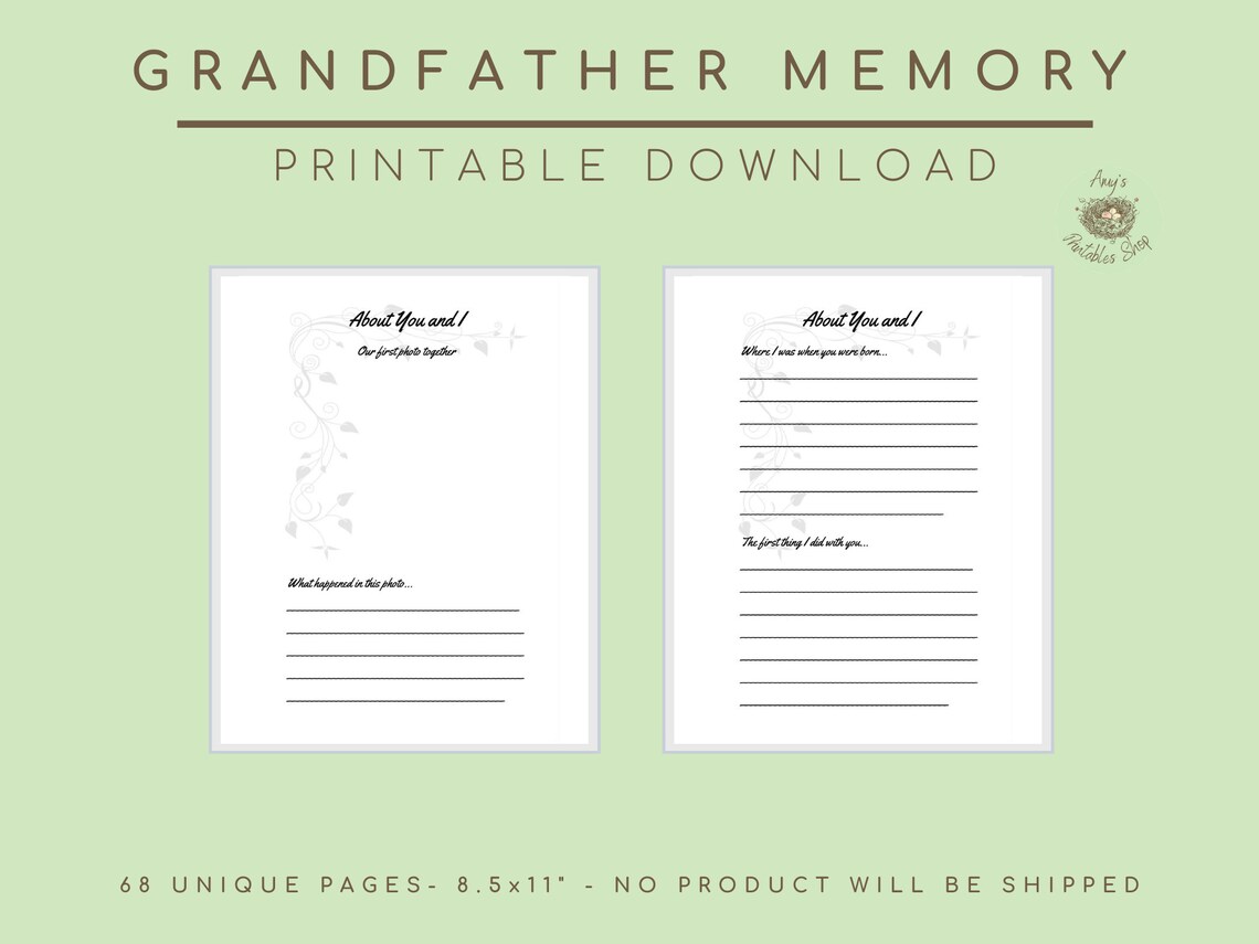 Grandfather Memory Book Grandpa Legacy Book Grandparent | Etsy