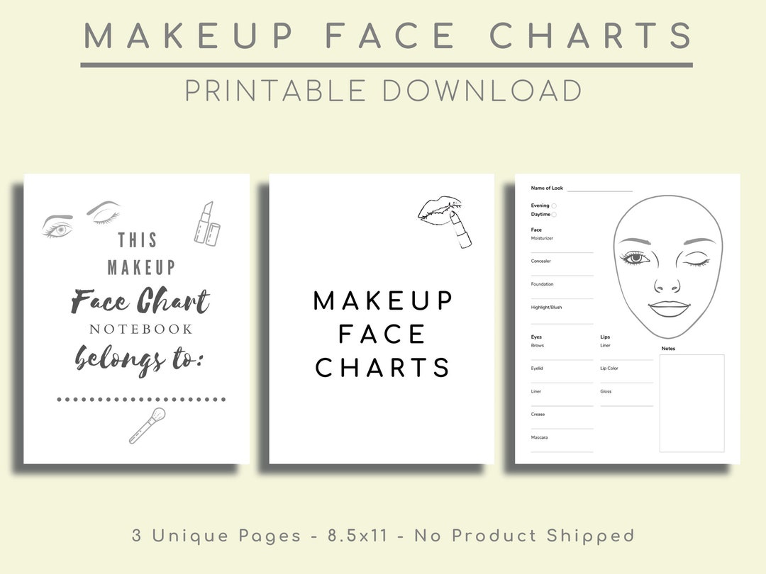 Makeup Face Charts, Makeup Kit, Make up Artist, Organizer, Make up ...