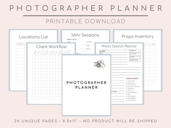 Photographer Planner Photography Book Photo Session Workflow | Etsy Canada