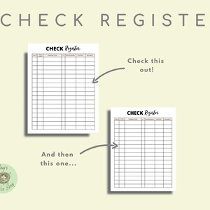 Check Register, Bank Account Checking Register, Financial Planner ...