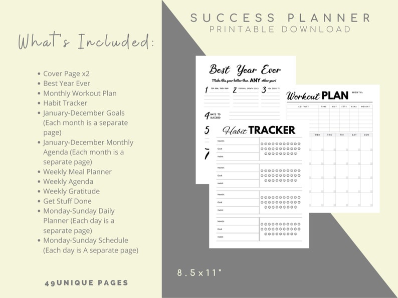 Success Planner, Goal Setter, Goal Planning, Success Tracker, Template ...