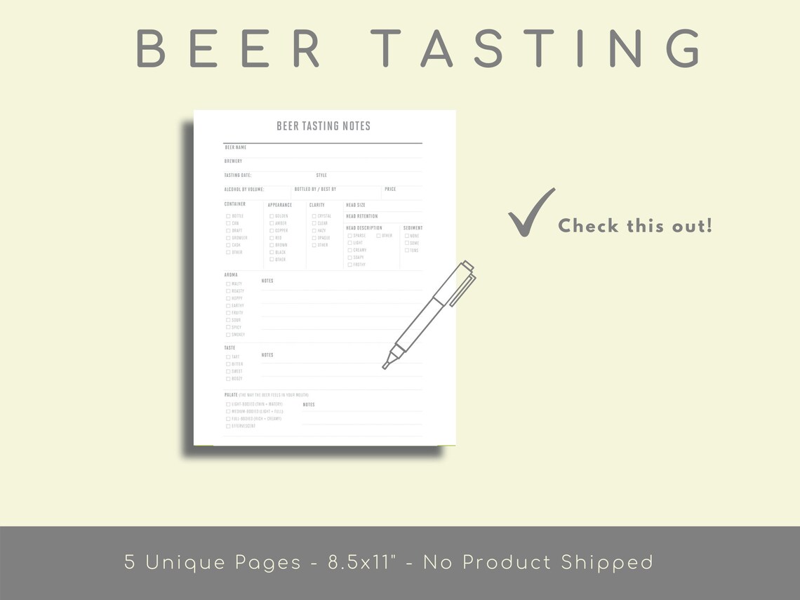 Beer Tasting Review, Beer Gifts, Scorecard, Rating Sheets, Flight Gift ...
