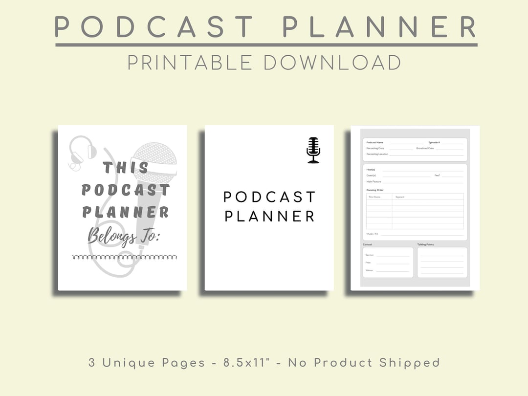 Podcast Planner, Content Calendar, Podcast Printable Kit, Content ...