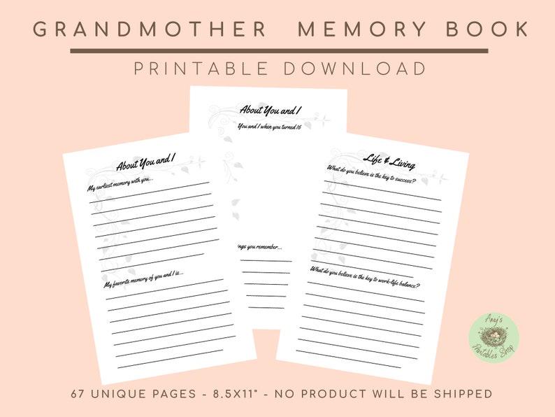 Grandmother Memory Book, Grandmother Legacy Journal, Grandma Gifts ...