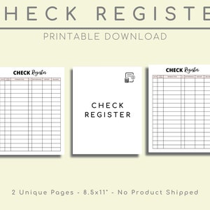 Check Register, Bank Account Checking Register, Financial Planner ...