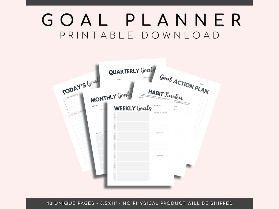 Goal Planner Goal Setting Worksheet Planner Personal | Etsy