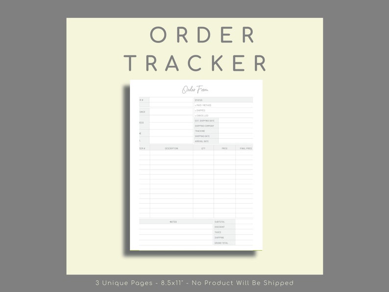 Order Tracker, Order Form Template Book, Sales Journal, Tracking Status ...