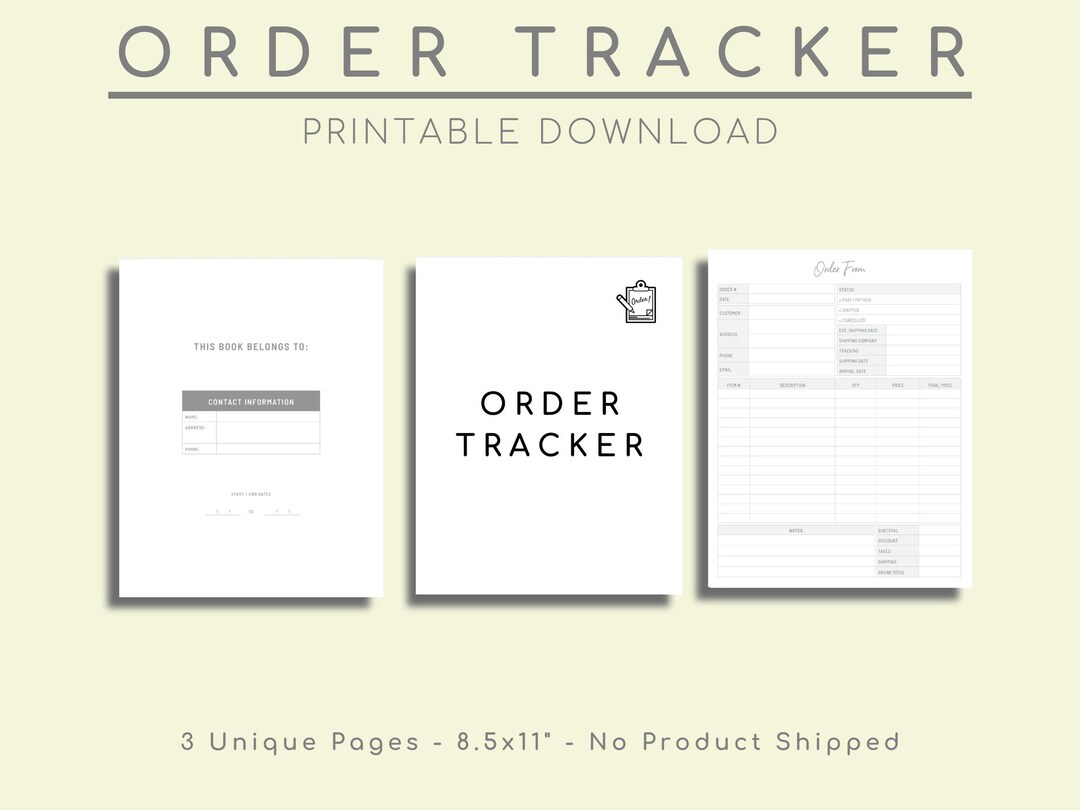 Order Tracker, Order Form Template Book, Sales Journal, Tracking Status ...