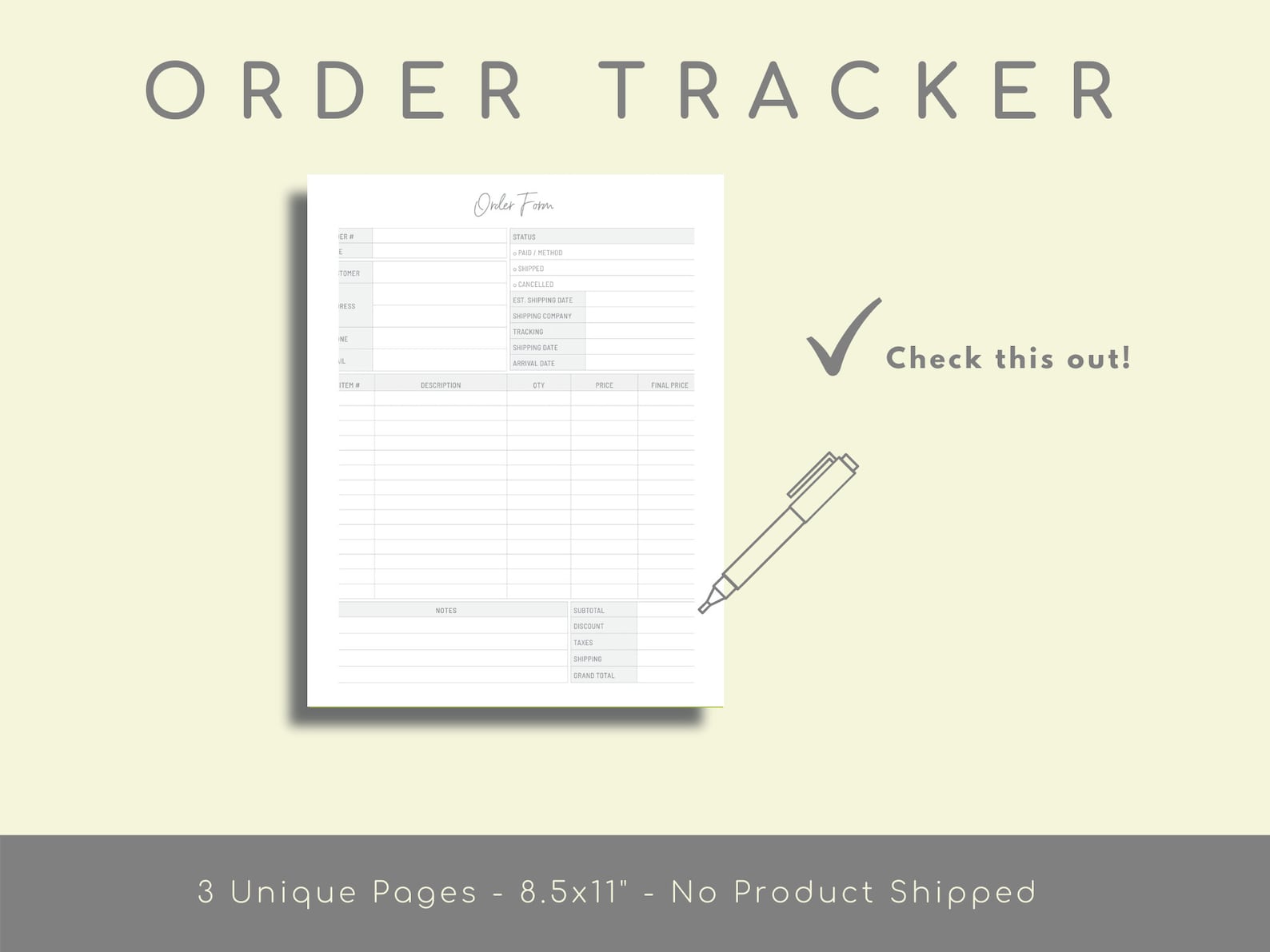 Order Tracker, Order Form Template Book, Sales Journal, Tracking Status ...