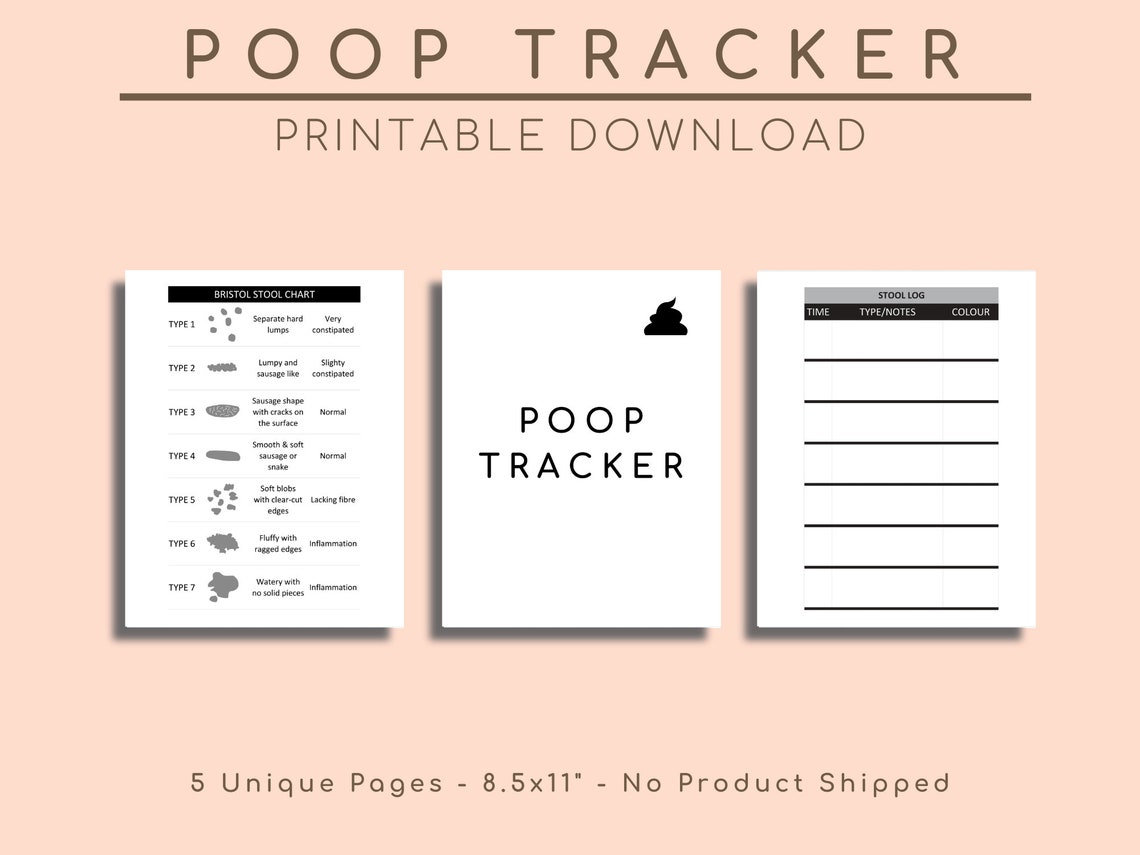 Poop Tracker Bristol Chart Stool Journal Types Of Poop | Etsy