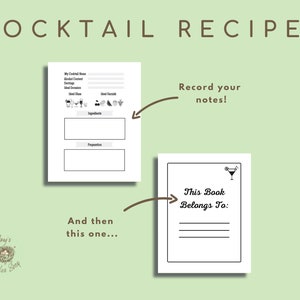 Cocktail Recipe Card Printable, Cocktail on the Go, Bar Drink Blank ...