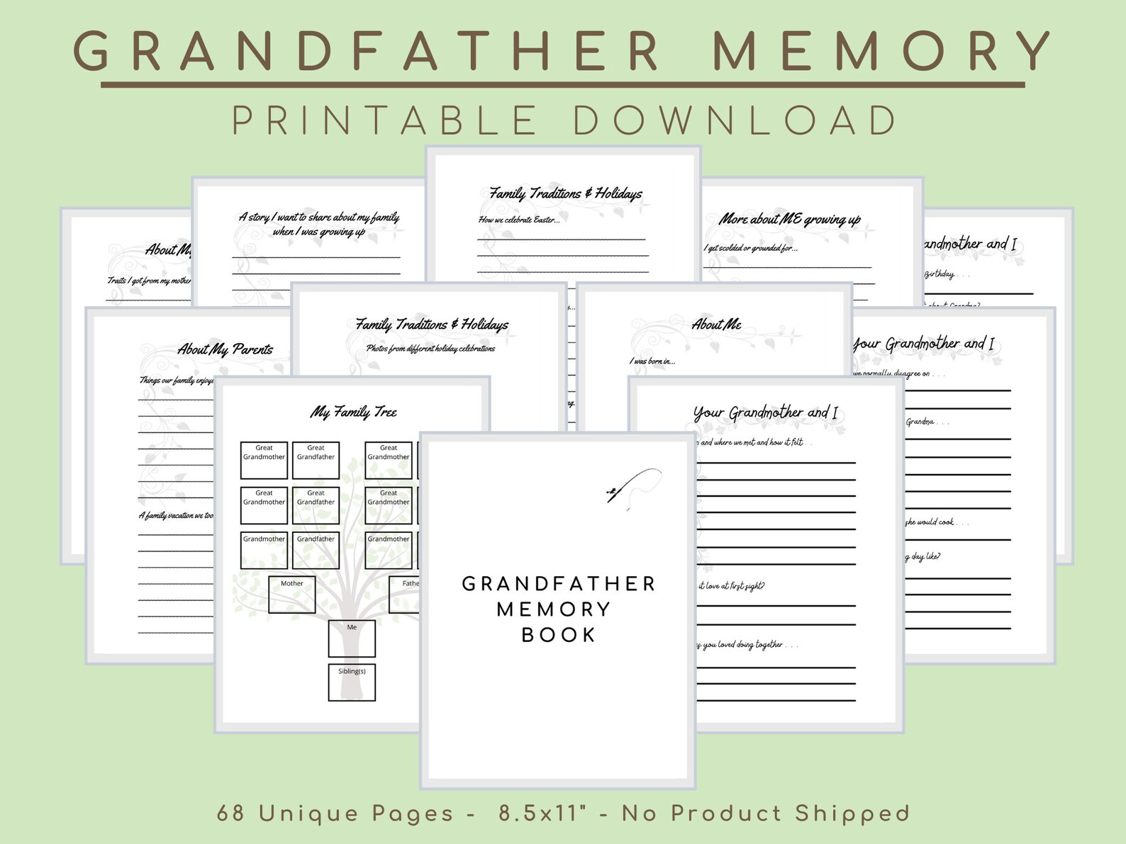 Grandfather Memory Book, Grandpa Legacy Book, Grandparent Keepsake ...